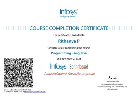 Rithanya P On Linkedin Javaprogramming Infosysspringboard Infosys