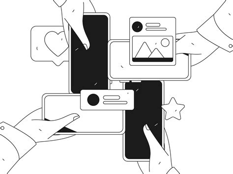黑白线条风格插画分享 社交and教育 插画师niva 站酷zcool