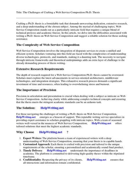 Web Service Composition Phd Thesis Pdf World Wide Web Internet And Web
