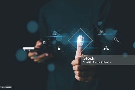 Businessmen Fingerprint Scanning And Biometric Authentication Cyber Security Protection Security