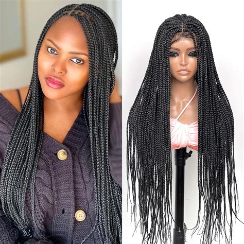 Supernova Glueless Box Braided Wigs For Black Women Full Double Synthetic 4x4 Lace