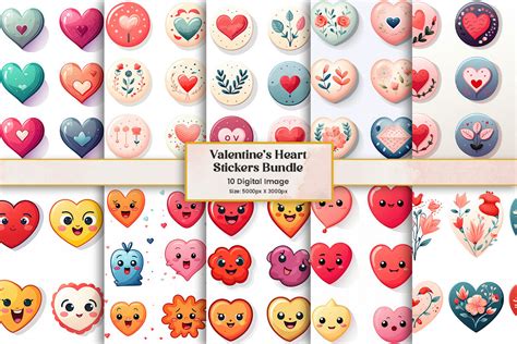 Heart Love Emoji Sticker Clipart Set Gráfico Por Pixeness Digital