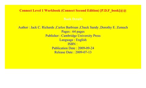 Connect Level 1 Workbook Connect Second Edition [p D F Book] Pdf