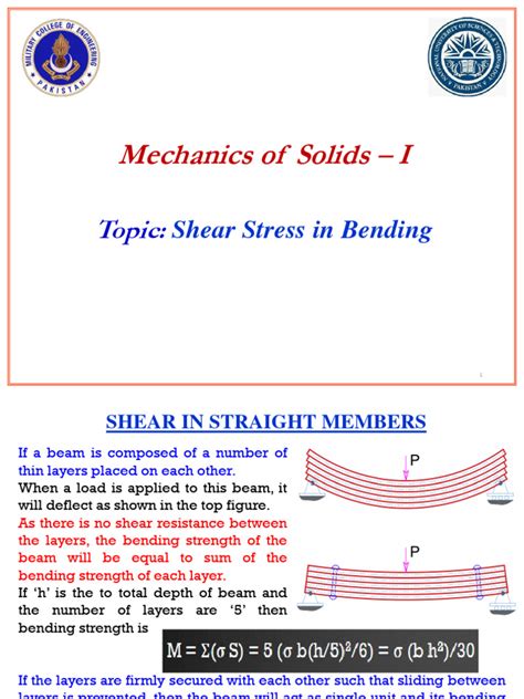 lecture 7 shear stress in beams pdf bending beam structure
