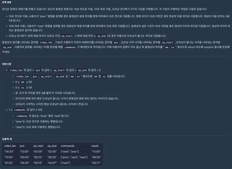 프로그래머스 Pccp 기출문제 1번 동영상 재생기 Java 프로그래머스 Pccp 기출문제 1번 동영상 재생기 Java