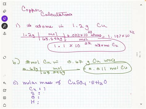 Solved A How Many Atoms Are In A 1 2 G Piece Of Copper Cu 63 546 G