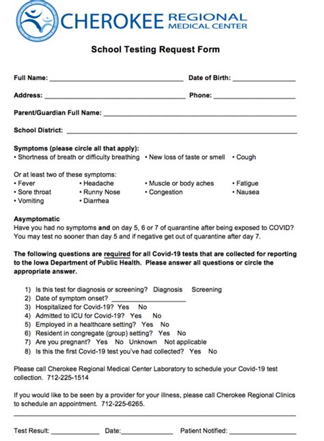Covid Testing Form River Valley Community School District