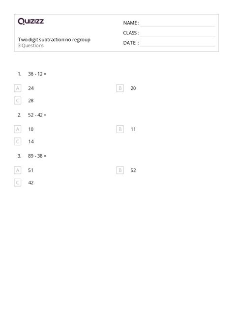 50 Two Digit Subtraction Worksheets For 1st Class On Quizizz Free And Printable