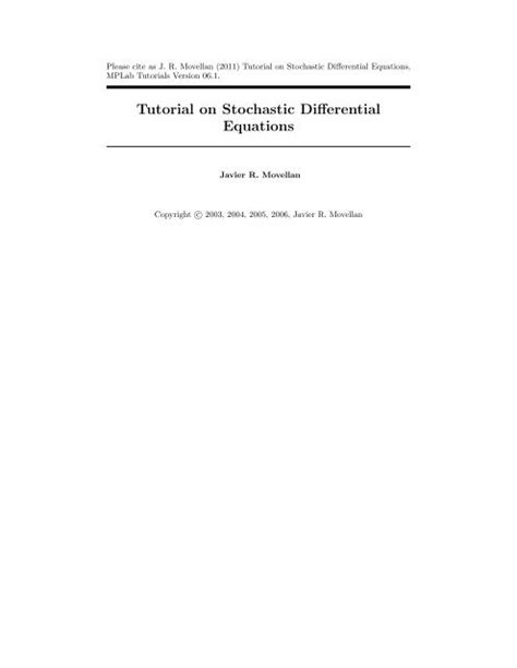 Tutorial On Stochastic Differential Equations