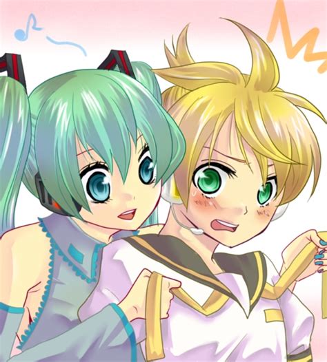 Hatsune Miku And Kagamine Len Vocaloid Drawn By Tamatasu Danbooru