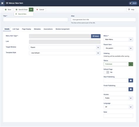 Help4 X Menu Item New Item Joomla Documentation