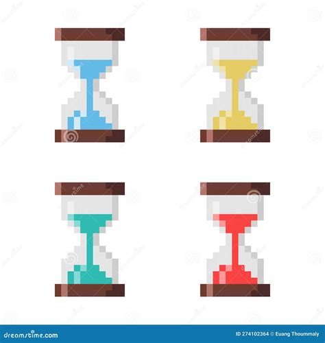 Hourglass Pixel Art Icon Sand Glass Pixel Clock Vector Illustration
