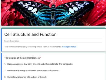 Cell Structure And Function Google Forms Quiz By MIDDLE Of Wyoming