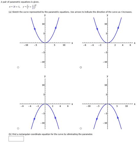 solved pair of parametric equations is given x 2t 1 y t 2 2