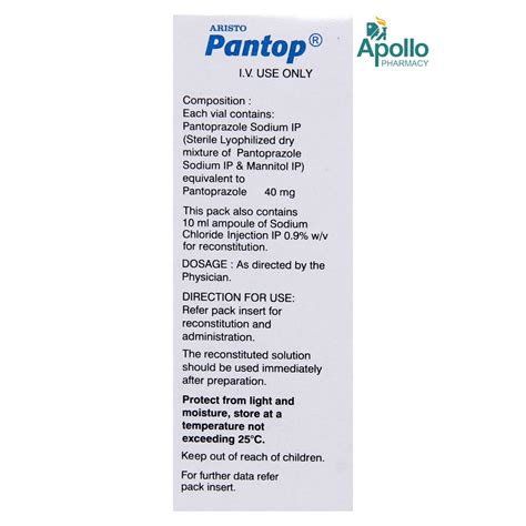 Pantop Injection 1s Price Uses Side Effects Composition Apollo