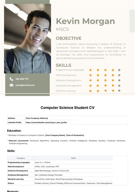 Free Computer Science Babe CV Template Edit Online Download Template Net