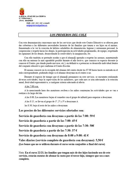 Primeros Del Cole Pdf