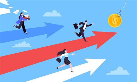 플랫 스타일 디자인 벡터 일러스트레이션 개념을 실행하는 남성과 여성 사업가들과의 비즈니스 경력 경쟁 Championship에 대한 스톡 벡터 아트 및 기타 이미지 Istock