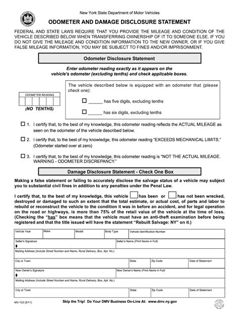 Nys Odometer Statement 2020 Fill And Sign Printable Template Online Us Legal Forms