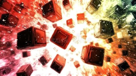 A Vibrant Explosion Of Colorful Cubes In A Dynamic Abstract Space Stock Illustration