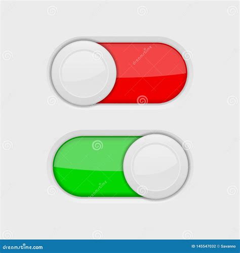 Toggle Switch Buttons On And Off Red And Green Switch Stock Vector Illustration Of Green