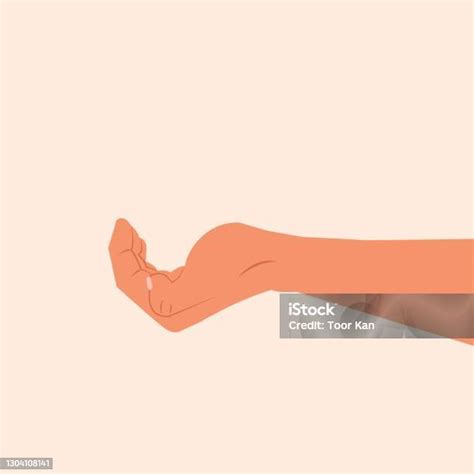 흰색 배경에 격리 된 무언가를 들고 빈 한 손 제품을 보관하기 위해 손을 엽니다 뭔가를 보여주기위한 손을 열려있는 손바닥 빈