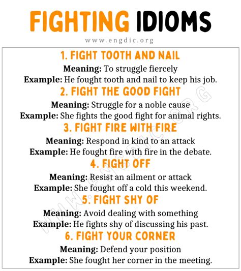 Fighting Idioms With Meaning And Examples Engdic