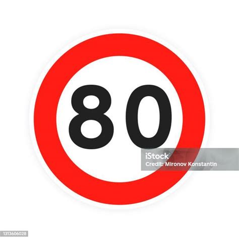 속도 제한 80 라운드 도로 교통 아이콘 사인 플랫 스타일 디자인 벡터 일러스트 80에 대한 스톡 벡터 아트 및 기타 이미지