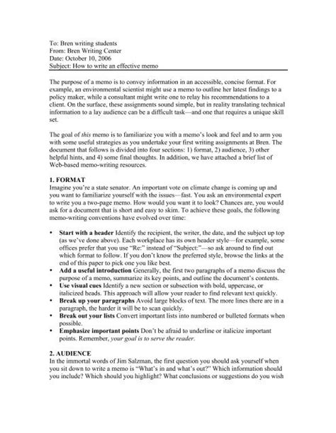 How To Write An Effective Memo The Purpose O