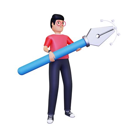 3d Graphic Designer Holding A Pen Tool 10872665 Png