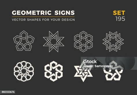 세트 8 최소한의 유행 모양입니다 세련 된 벡터 디자인에 대 한 엠 블 럼입니다 간단한 기하학적 표시 컬렉션입니다 0명에 대한