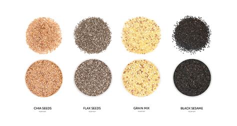 치아 아마 검은 참깨 흰 배경에 고립 된 곡물 믹스로 만든 다양한 곡물 세트 플랫 레이 위쪽 보기 건강한 식생활에 대한 스톡 사진 및 기타 이미지 Istock