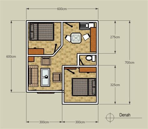 12 Inspirasi Desain Rumah Kontrakan 3x6 Dan Denahnya