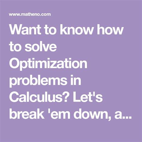 how to solve optimization problems in calculus calculus solving
