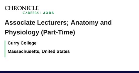 Associate Lecturers Anatomy And Physiology Part Time Job With Curry