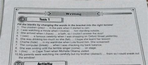 Writing Task 1 FIII The Blanks By Changing StudyX
