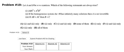 solved problem 10 let a and b be n x n matrices which of