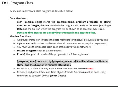 Solved Define And Implement A Class Program As Described
