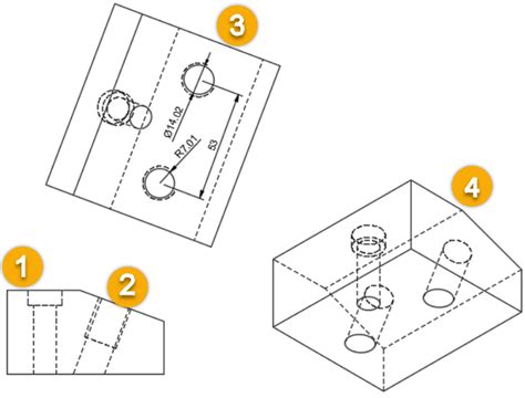 Auxiliary View Drafting Auxiliary Views Projections Dimensions
