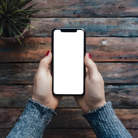 Premium Photo Mockup Showcase Woman Holds Mobile Phone Displaying