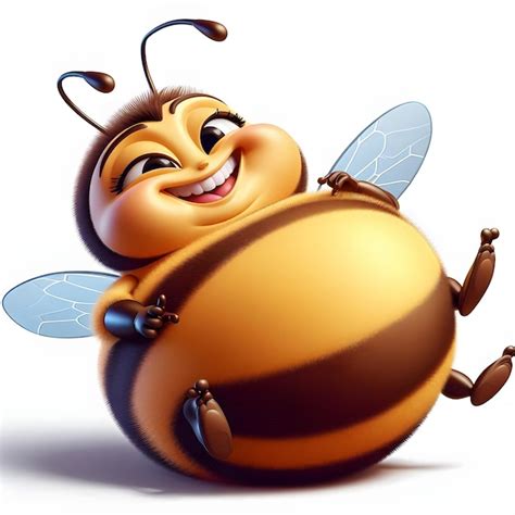 Cartoon Plump Cheerful Bee Premium Ai Generated Image