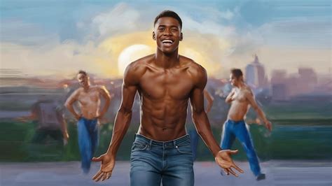 Premium Photo Young Smiling Man Wears Jeans Topless