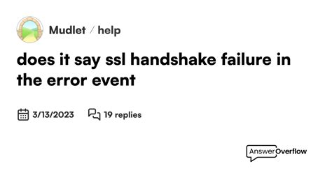 Does It Say Ssl Handshake Failure In The Error Event Mudlet