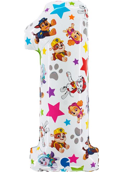 Inflated Paw Patrol Number 1 Helium Balloon On Weight L221 P Inf