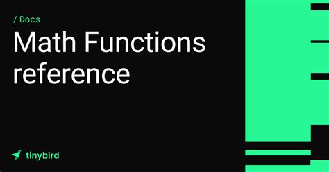 Math Functions Reference · Tinybird Docs
