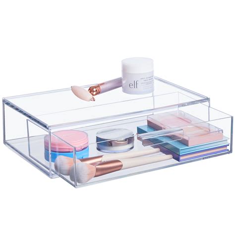 Stori Audrey Stackable Clear Bin Plastic Organizer Drawer Organize