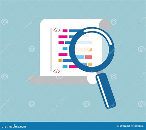 Magnifying Glass With Program Coding Stock Vector Illustration Of Security Source 89362386