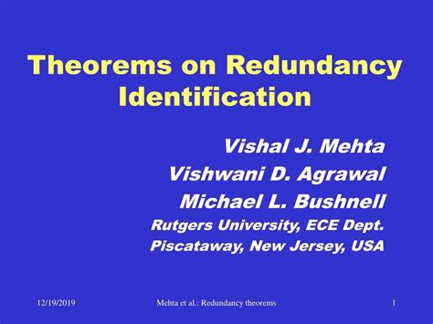 Ppt Theorems On Redundancy Identification Powerpoint Presentation