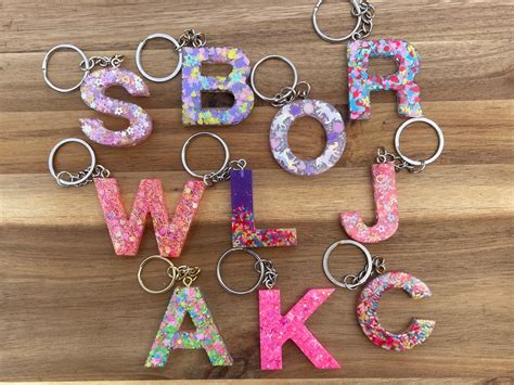 Resin Keychain Initial Keychain Letter Keychain Monogram Personalized Keychain