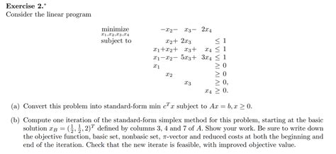 Solved Exercise Consider The Linear Program Minimize Chegg